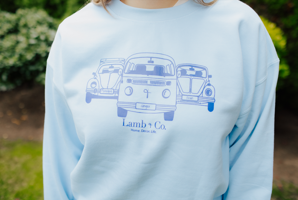 Bugs & Bus Crewneck (Light Blue)– Lamb & Co.