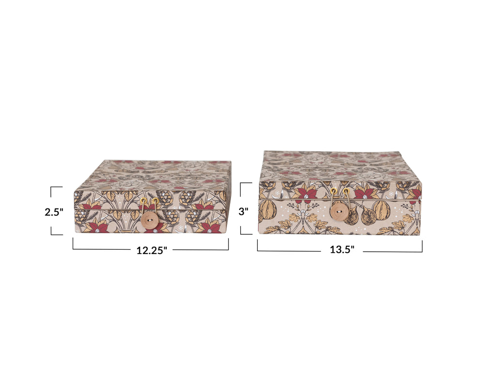 Floral Wide Paper Gift Boxes Set, Multicolor, Set of 2– Lamb & Co.